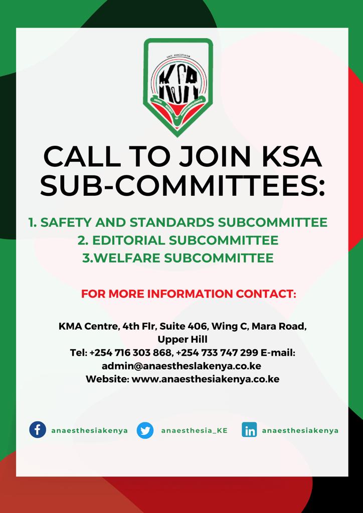 Join our Sub-Committees – Kenya Society of Anaesthesia